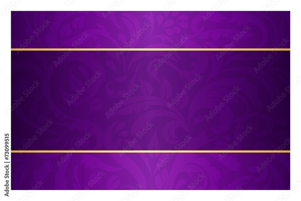 Purple card with vintage pattern and golden label Stock Vector | Adobe ...