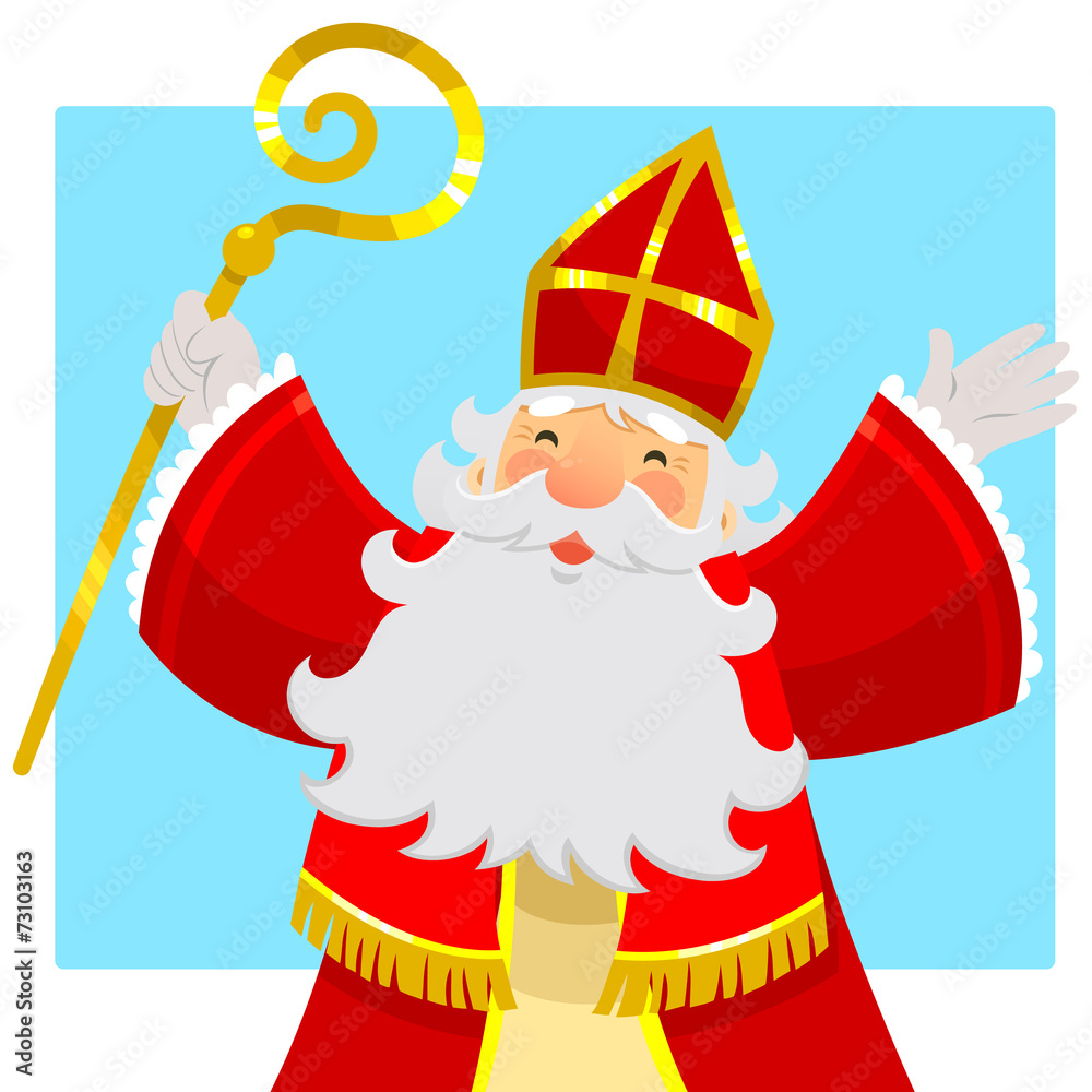 cartoon Sinterklaas or Saint Nicholas raising his hands Stock Vector ...