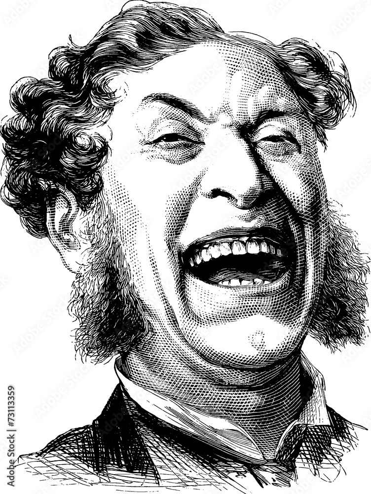 Vintage Illustration laughing man Stock Illustration | Adobe Stock