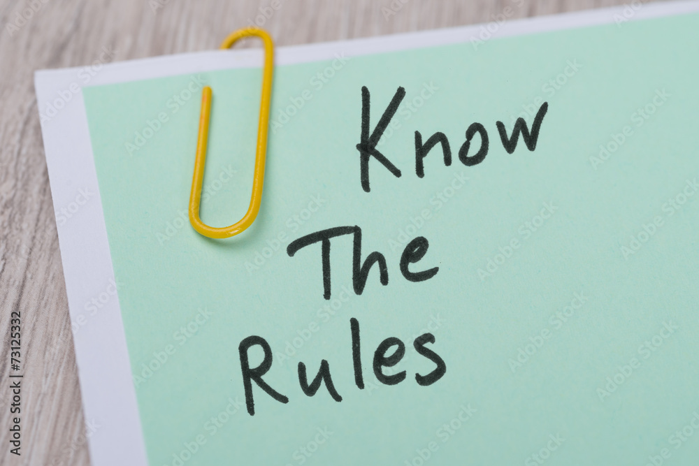 Know The Rules ! Written On Green Note Stock Photo | Adobe Stock