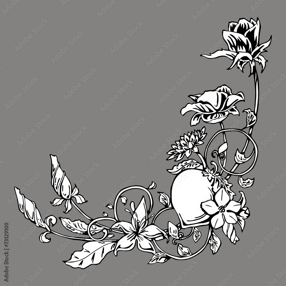 flower vine ornament vector Stock Vector | Adobe Stock
