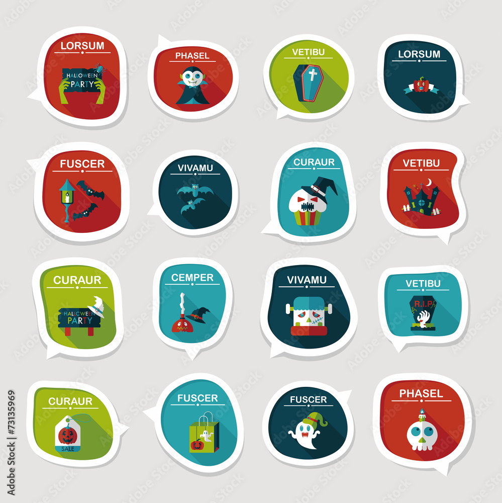 Halloween bubble speech banner design flat background set, eps10 Stock ...