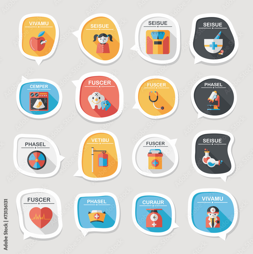 hospital bubble speech banner design flat background set, eps10 Stock ...