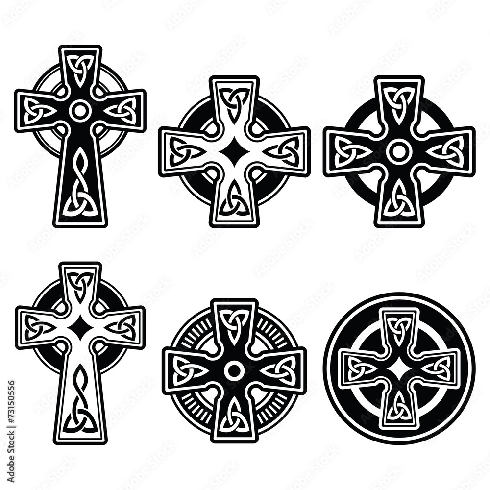 Irish, Scottish Celtic cross on white vector sign Stock Vector | Adobe ...