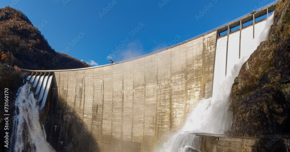 Dam of Contra Verzasca, spectacular waterfalls Stock Photo | Adobe Stock