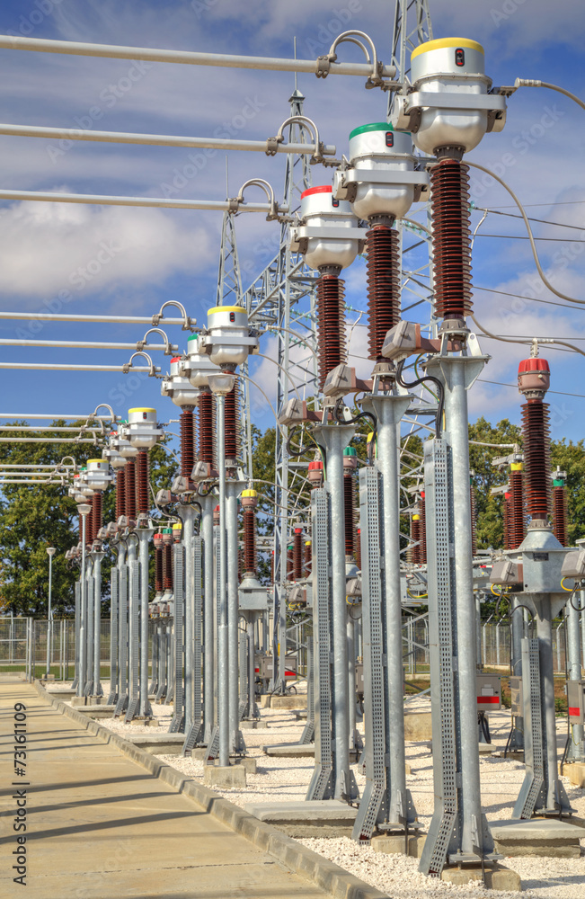 High voltage switchyard in electrical substation Stock Photo | Adobe Stock