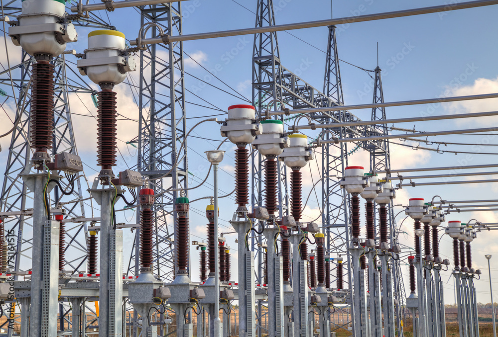 High voltage switchyard in electrical substation Stock Photo | Adobe Stock