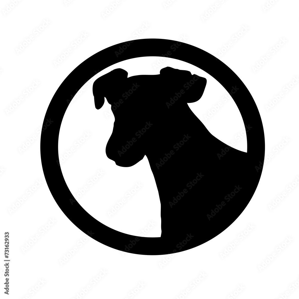 Dog Silhouette in a Thick Circle Stock Vector | Adobe Stock
