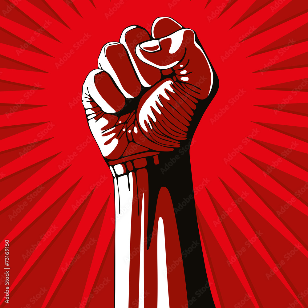 A clenched fist held high in protest. Stock Vector | Adobe Stock