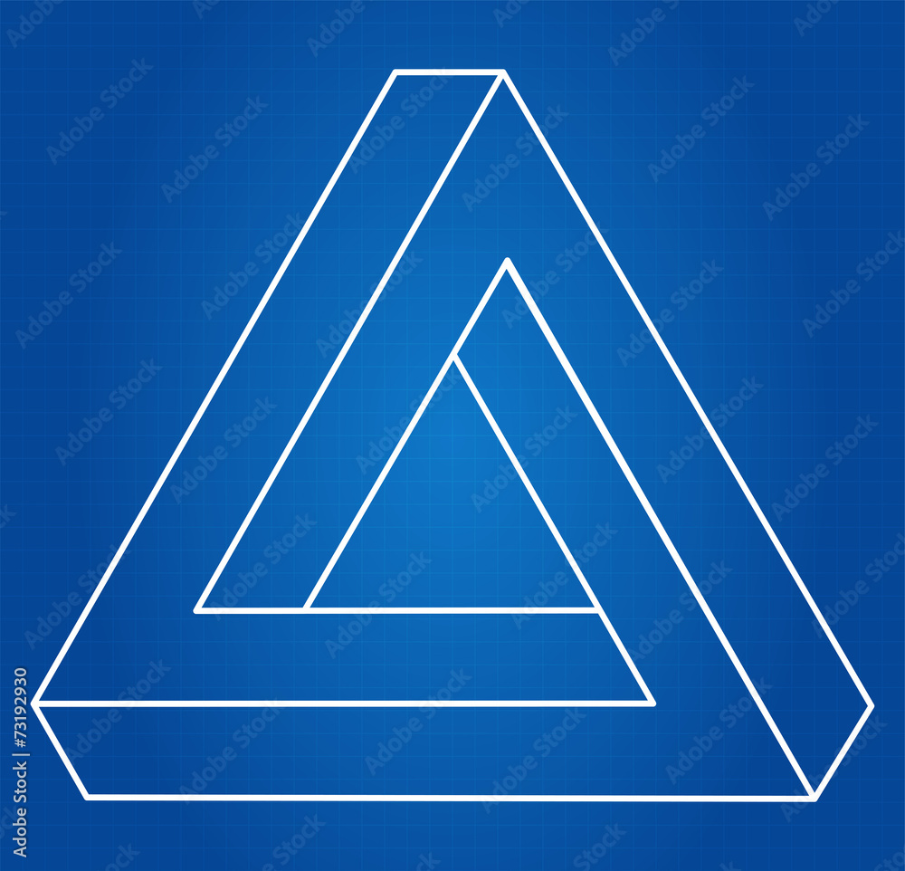 Impossible Triangle Optical Illusion Blueprint Stock Vector | Adobe Stock