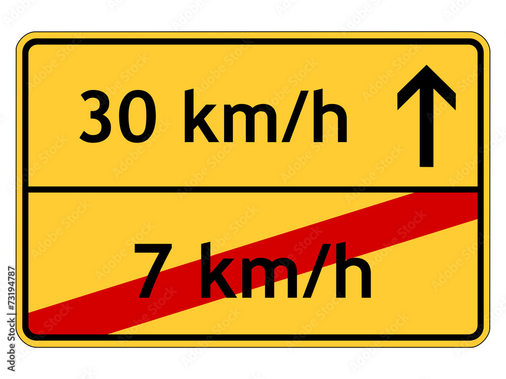 Schild 30 Km h Anstatt 7 Km h Stock Illustration Adobe Stock