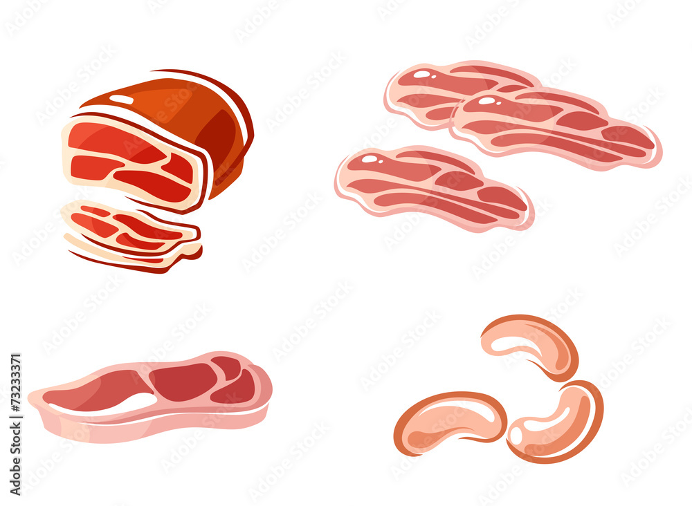 Colored meat icons Stock Vector | Adobe Stock