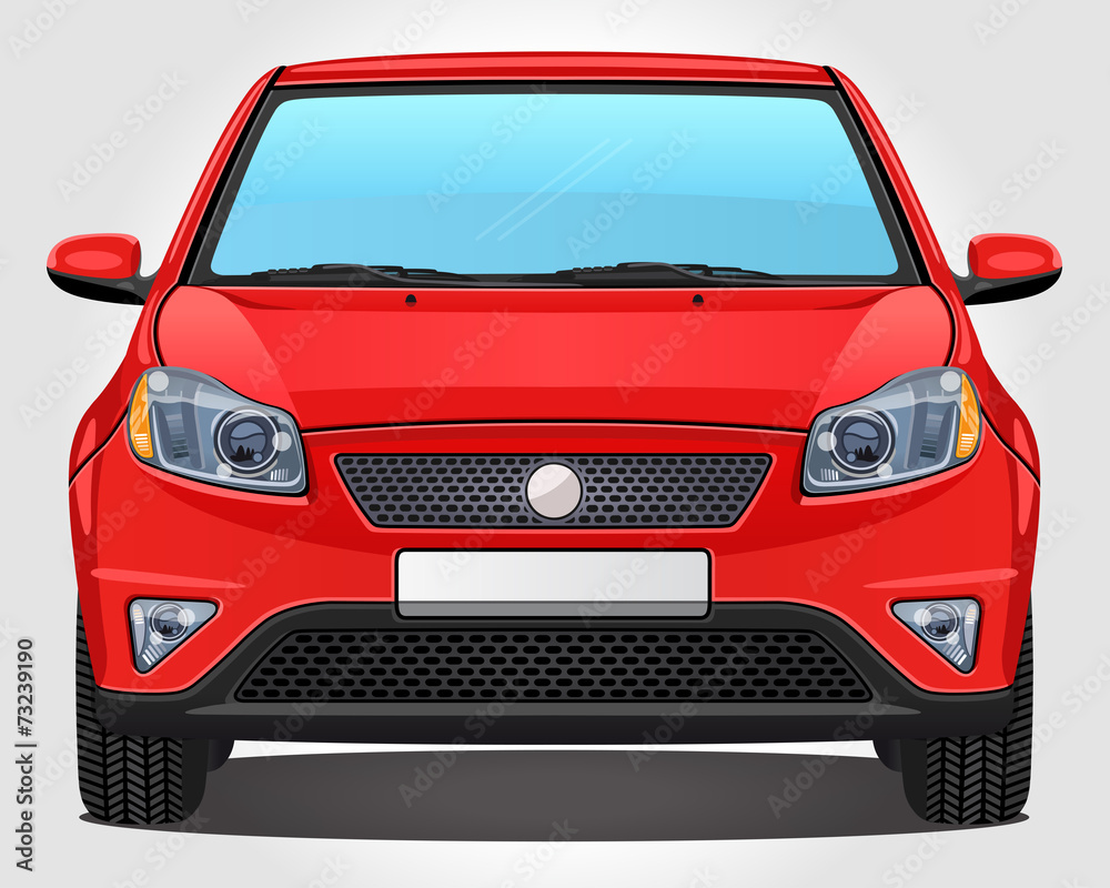 Vector red Car - Front view Stock Vector | Adobe Stock