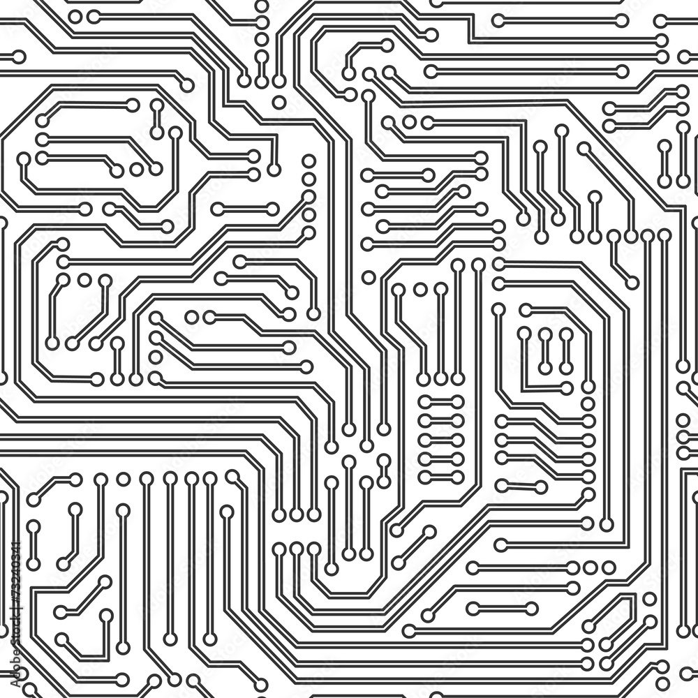 circuit board seamless pattern black and white Stock Vector | Adobe Stock