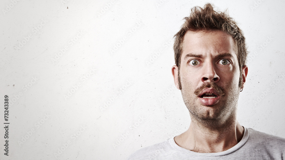 Portrait of a surprised man with mustache Stock Photo | Adobe Stock Portrait of a surprised man with mustache Stock Photo | Adobe Stock