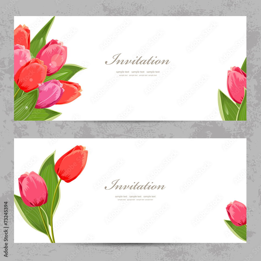 invitation cards with a tulips for your design Stock Vector | Adobe Stock