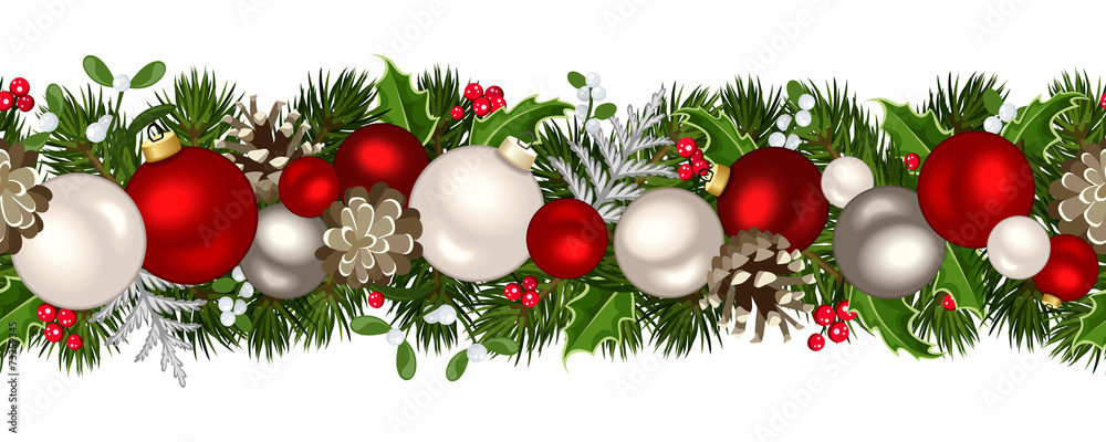 Christmas horizontal seamless background. Vector illustration. Stock ...