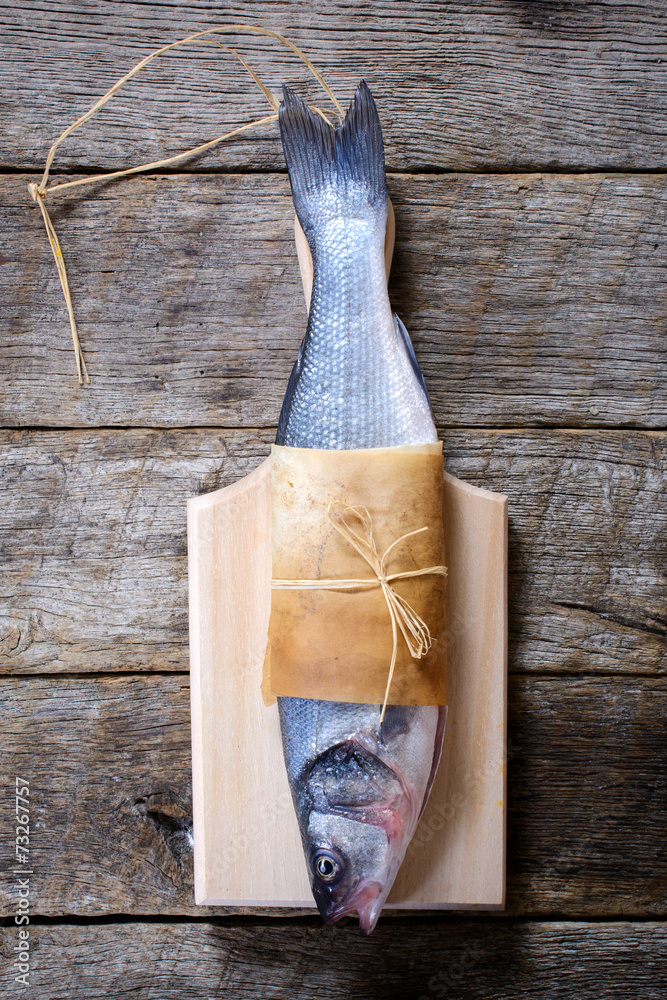 Single bass fish Stock Photo | Adobe Stock