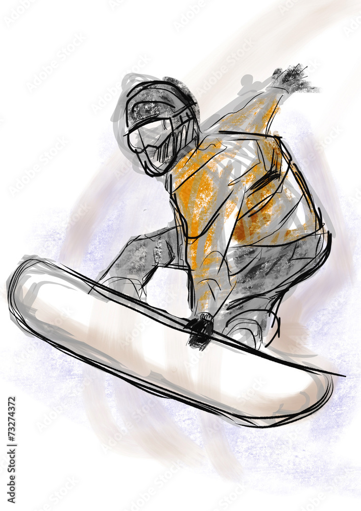 hand draw snowboarding Stock Illustration | Adobe Stock