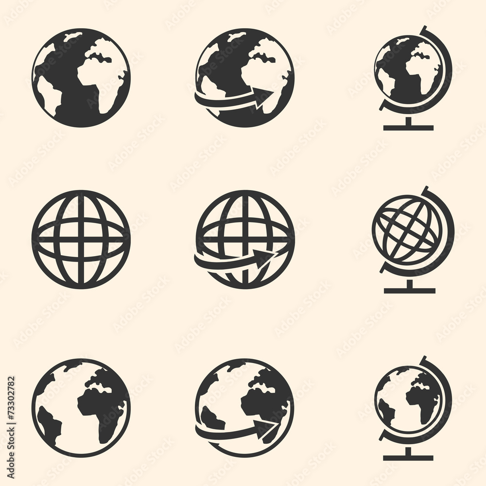 Vector Set of Globe Icons Stock Vector | Adobe Stock