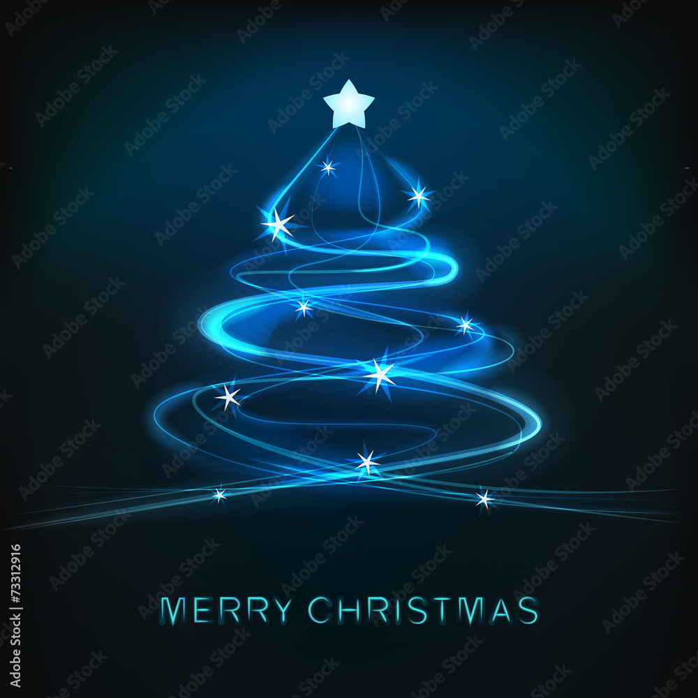 blue abstract christmas tree design with shiny lines Stock Vector ...