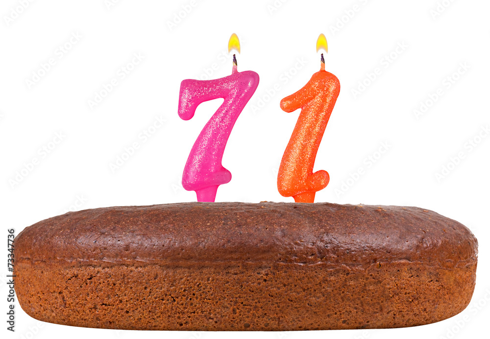 birthday cake candles number 71 isolated Stock Photo | Adobe Stock