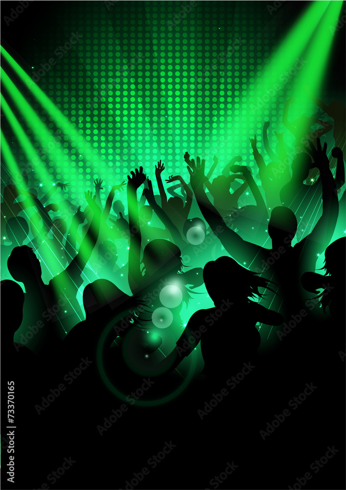 Music Party Background with silhouettes of dancing people Stock Vector ...