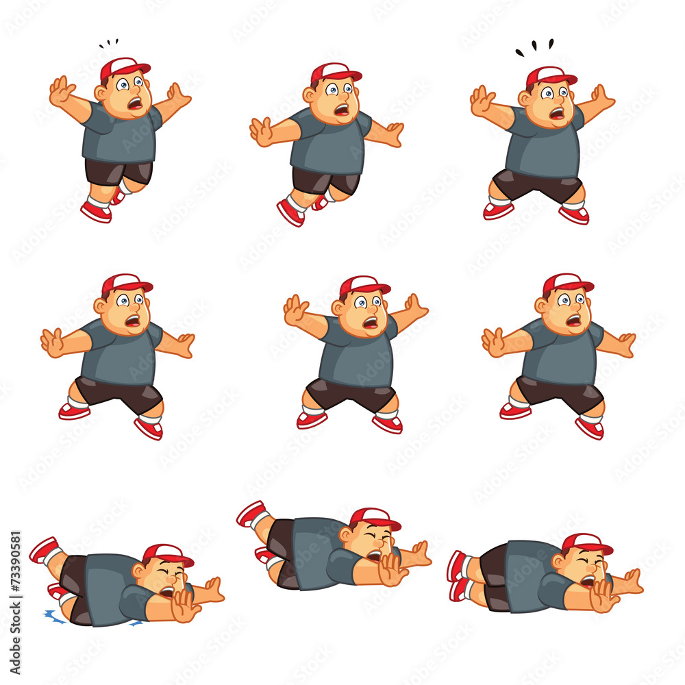 Fat Boy Falling Sprite Stock Vector | Adobe Stock
