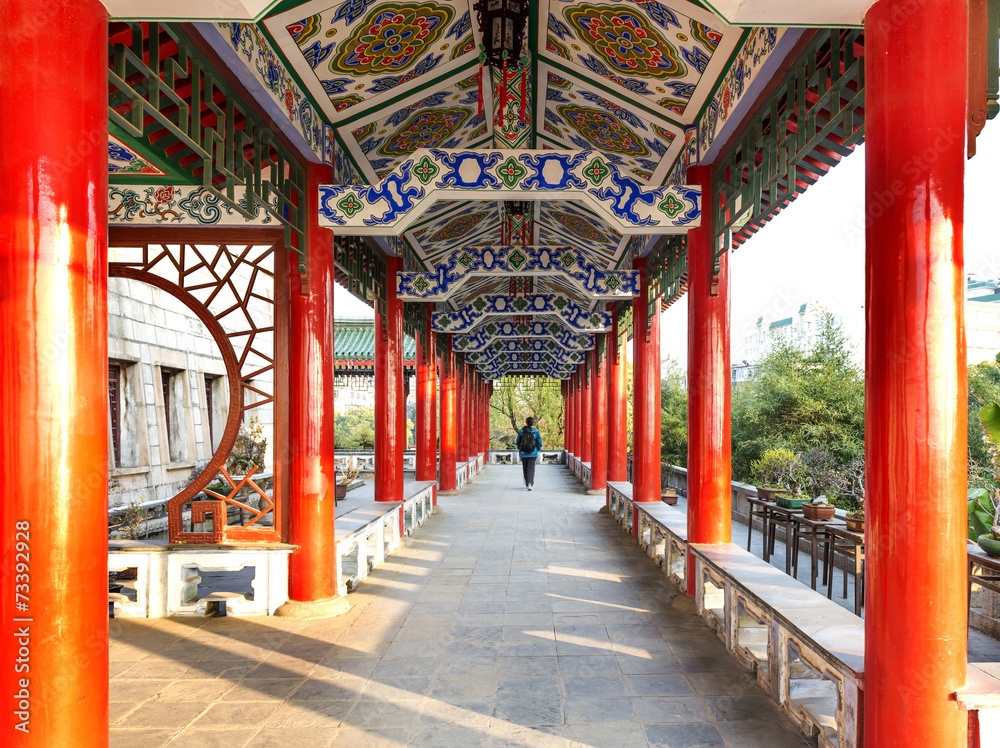 Historic Architecture of China,red corridor Stock Photo | Adobe Stock