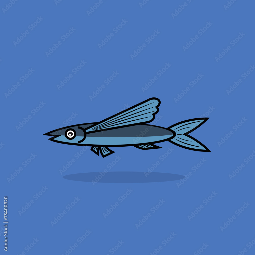 Flying fish cartoon. Stock Vector | Adobe Stock