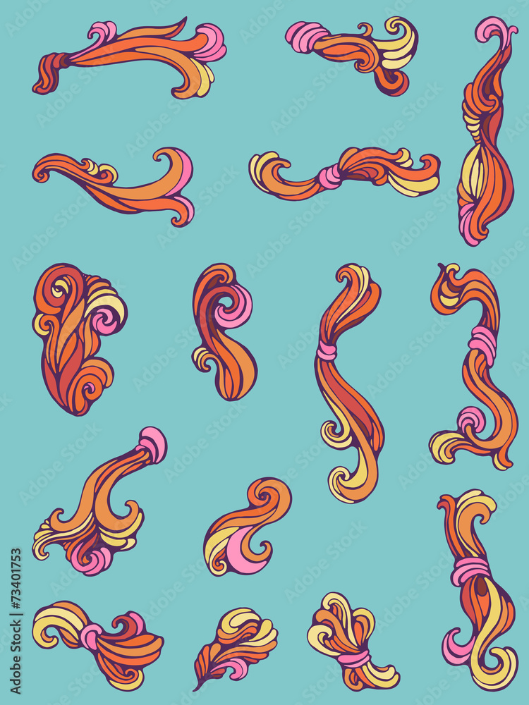 set of abstract curly colorful grafic elements Stock Vector | Adobe Stock