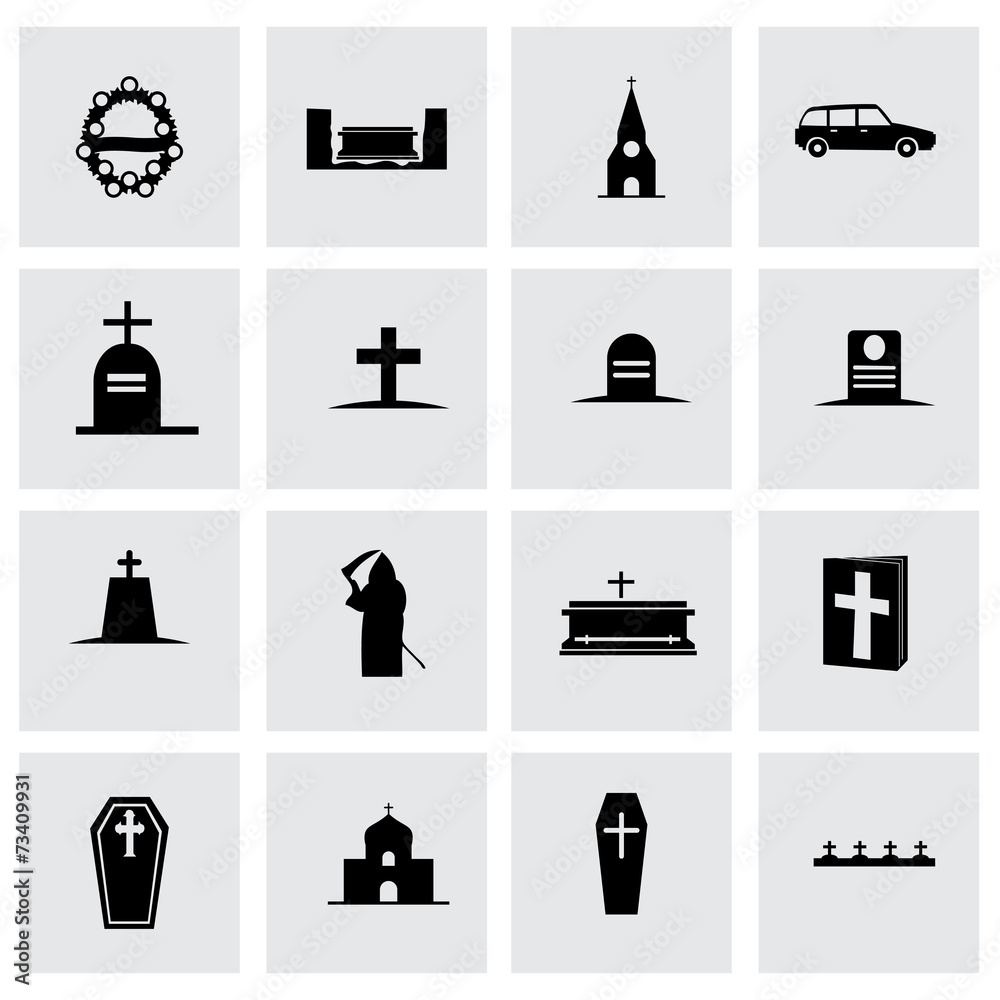 Vector funeral icon set Stock Vector | Adobe Stock