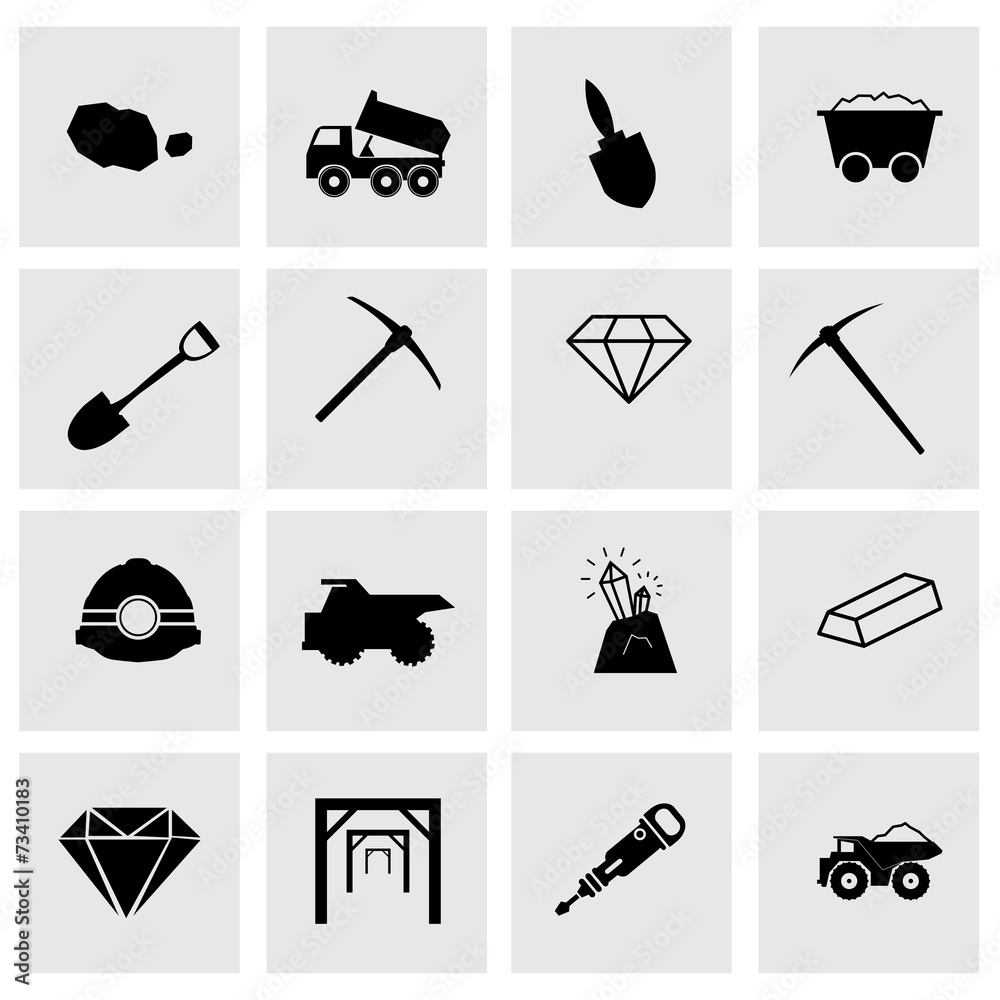 Vector mining icon set Stock Vector | Adobe Stock