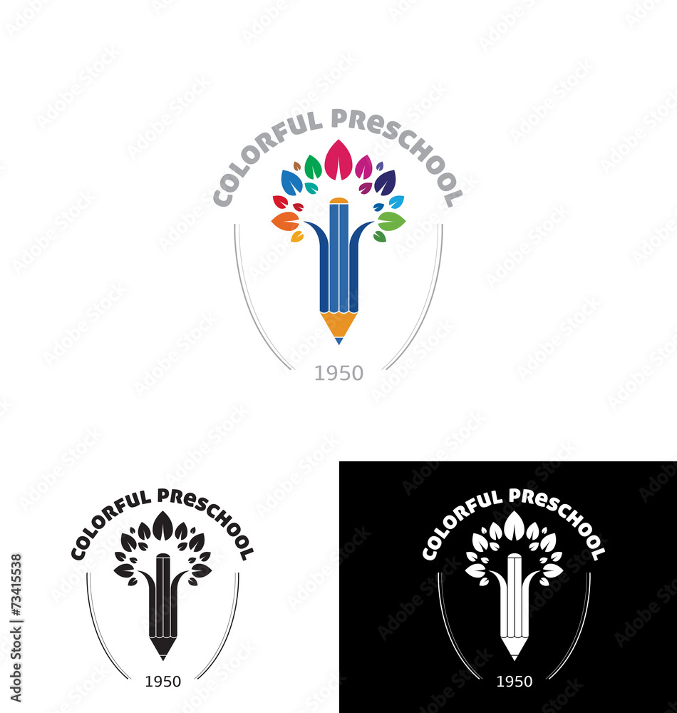Colorful preschool logo template Stock Vector | Adobe Stock