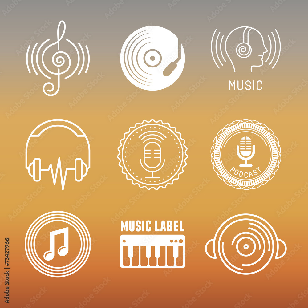 Vector musical logos and icons Stock Vector | Adobe Stock