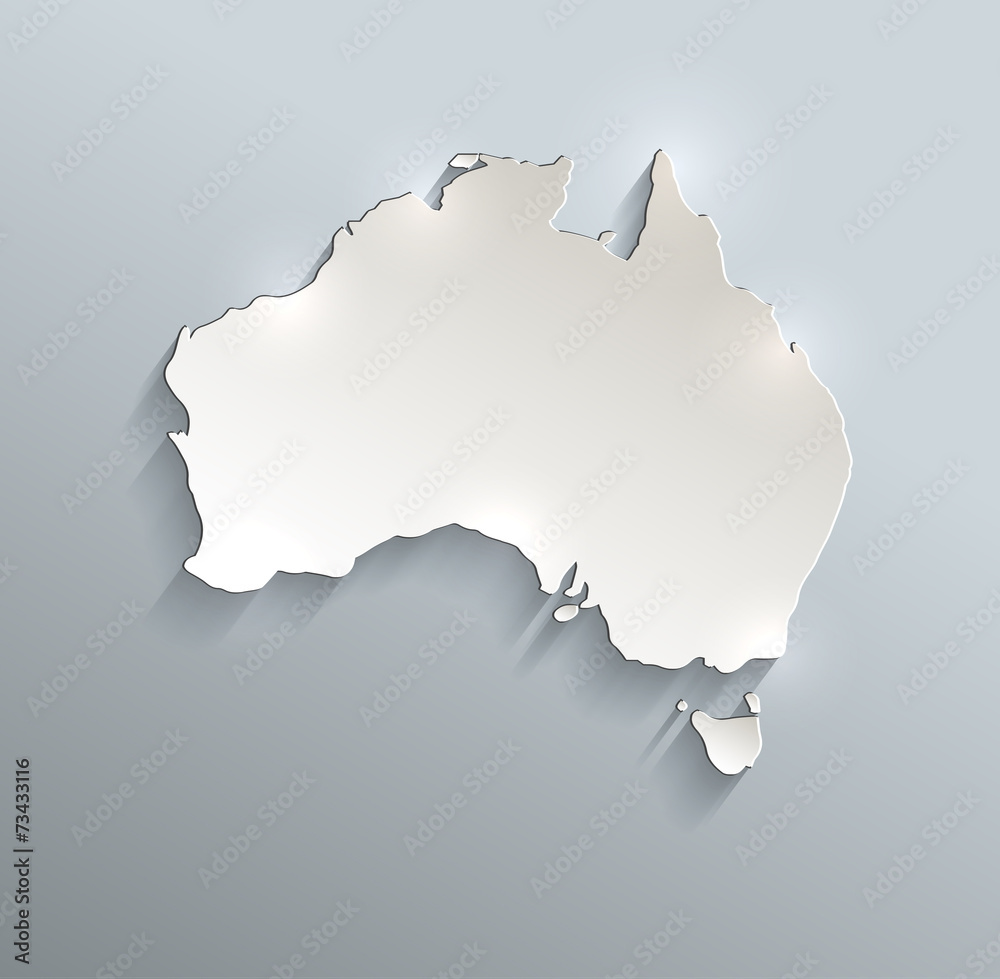 Australia map blue white card paper 3D raster Stock Illustration ...
