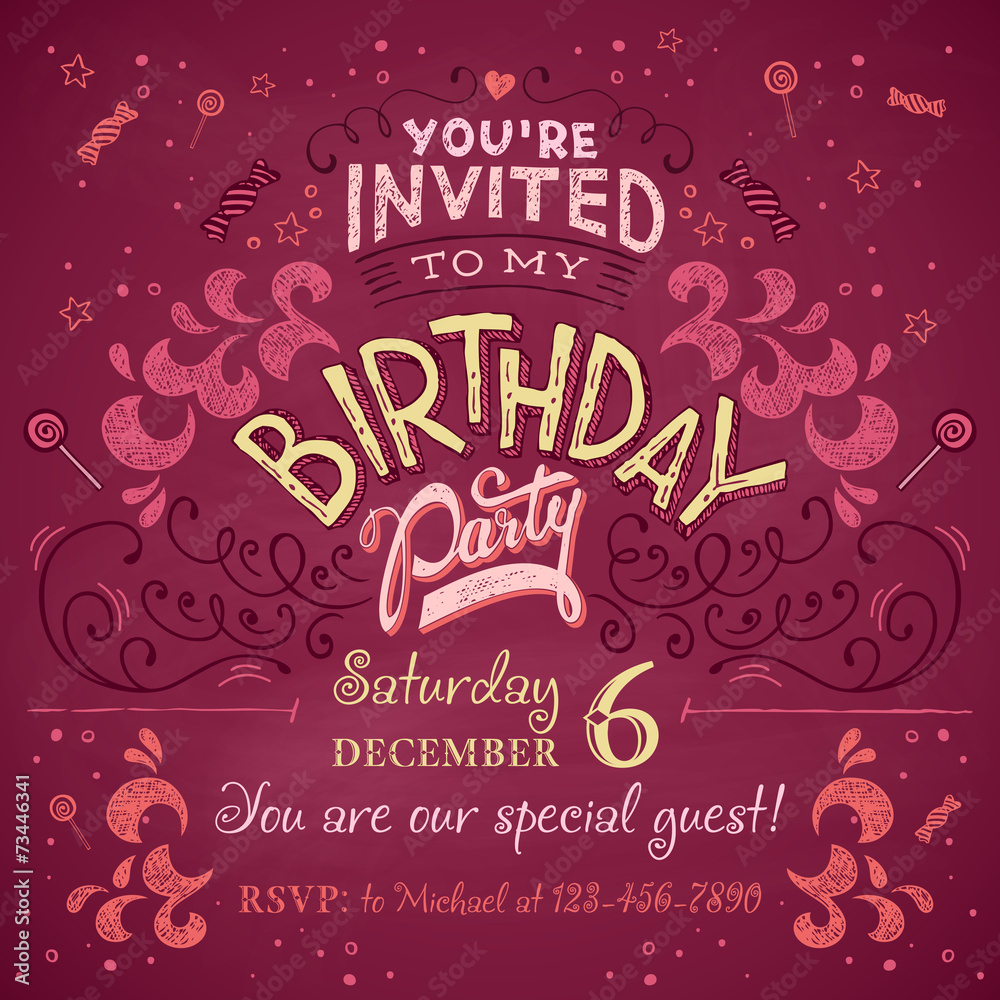 Birthday party invitation Stock Vector | Adobe Stock