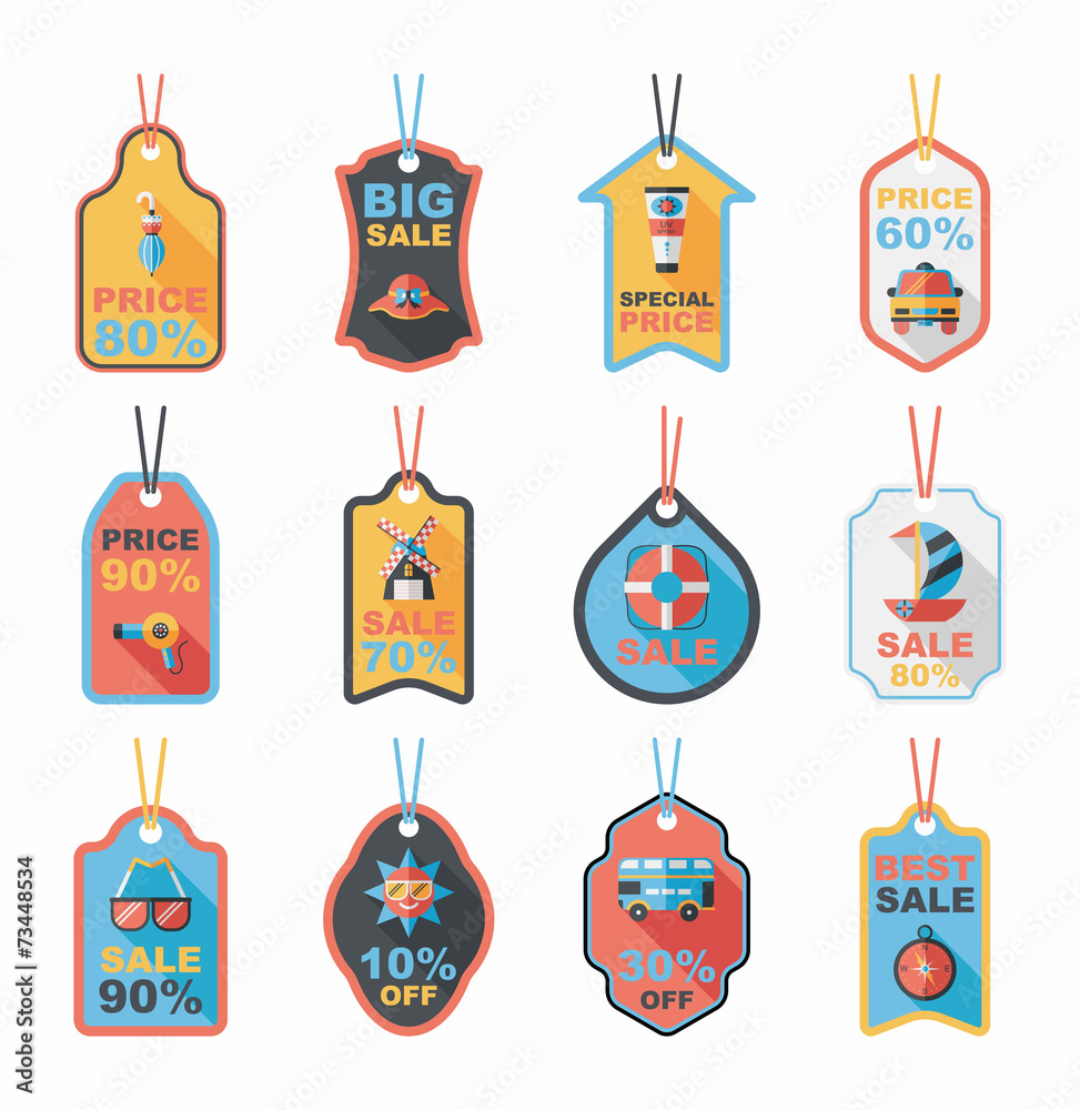 Travel tag flat banner background set, eps10 Stock Vector | Adobe Stock