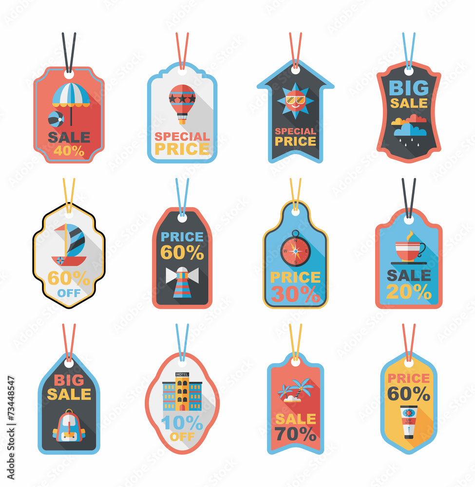 Travel tag flat banner background set, eps10 Stock Vector | Adobe Stock