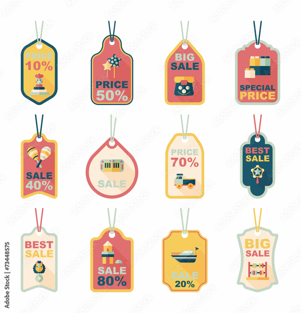 Toy tag flat banner background set, eps10 Stock Vector | Adobe Stock