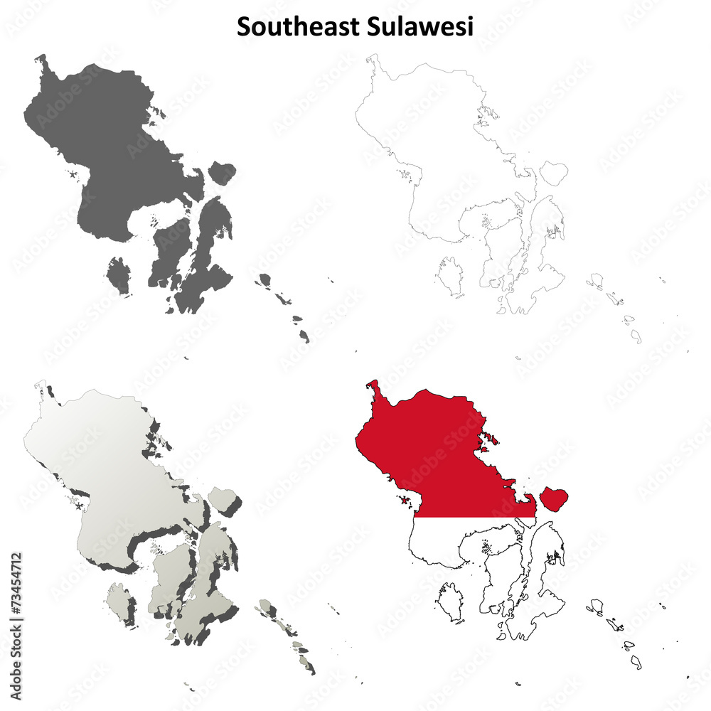 Southeast Sulawesi blank outline map set Stock Vector | Adobe Stock