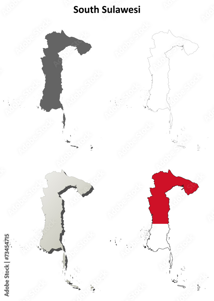South Sulawesi blank outline map set Stock Vector | Adobe Stock