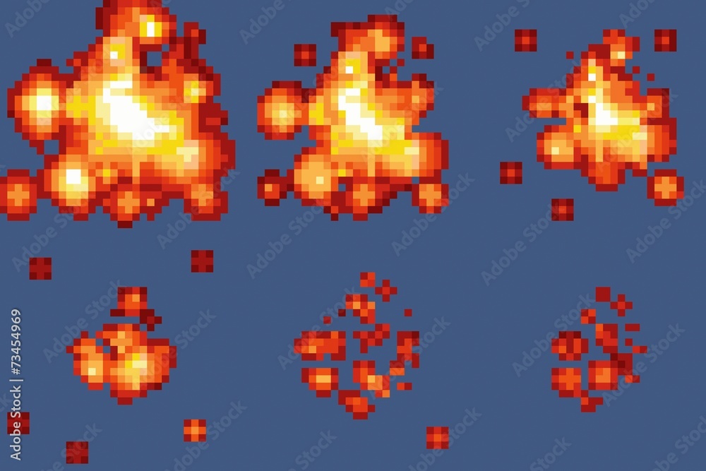 8-Bit Pixel-art Explosion Animation Frames Stock Vector | Adobe Stock
