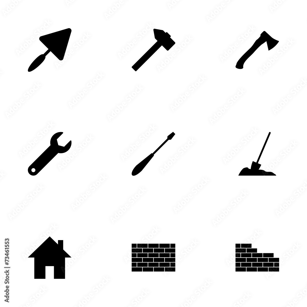 Vector black construction icon set Stock Vector | Adobe Stock