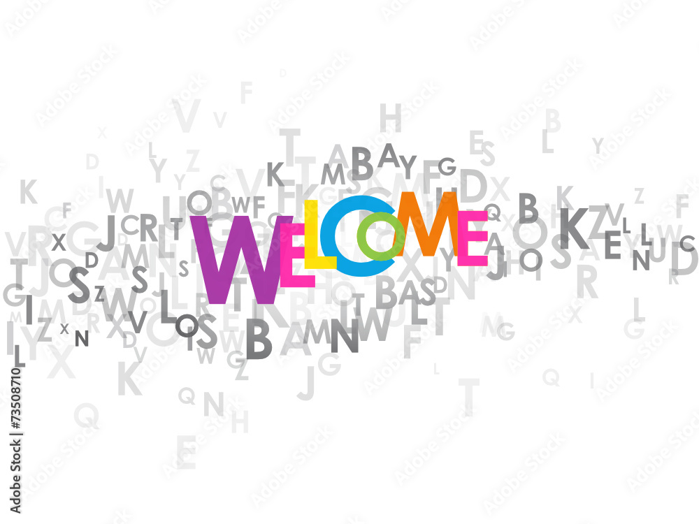 "WELCOME" Letter Collage (card smile congratulations greetings) Stock ...