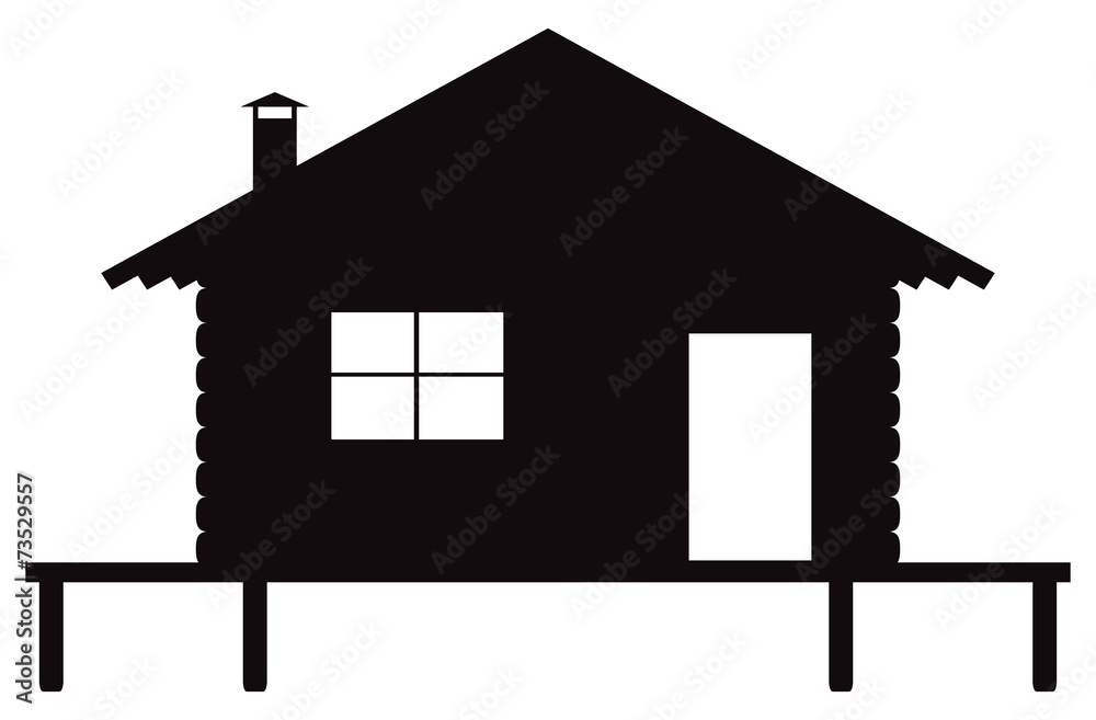 Log Cabin on Stilts Silhouette Stock Vector | Adobe Stock