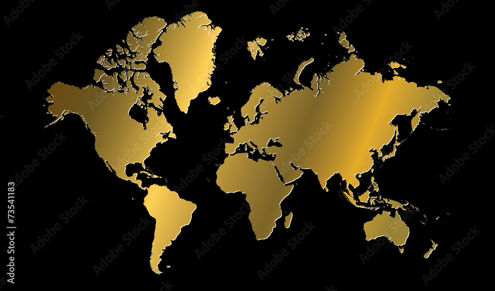 Gold map of the world Stock Vector | Adobe Stock