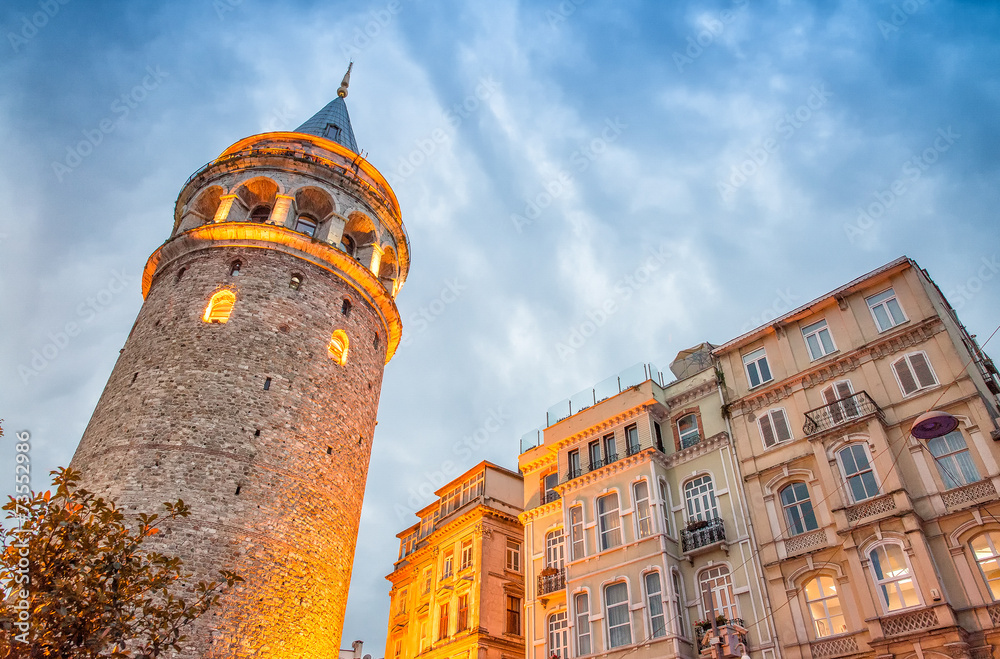 Poster Stunning structure of Galata Tower at dusk, Istanbul – Wall Art ...