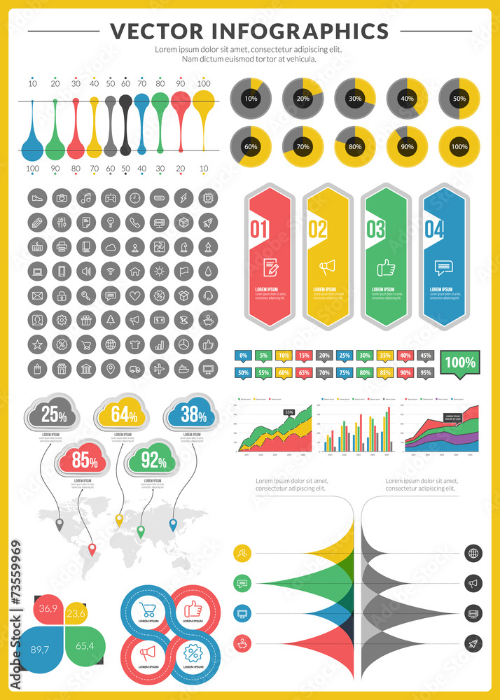 Big pack of data visualization vector infographics Stock Vector | Adobe ...