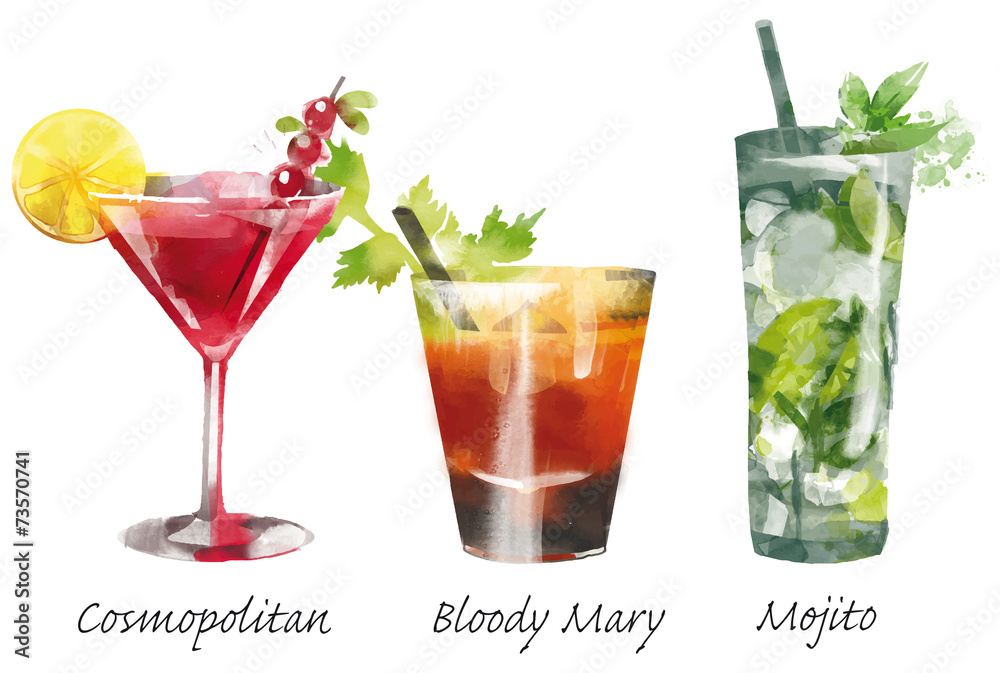 Set Of Sex On The Beach Mojito Cosmopoltan Stock Vector Adobe Stock